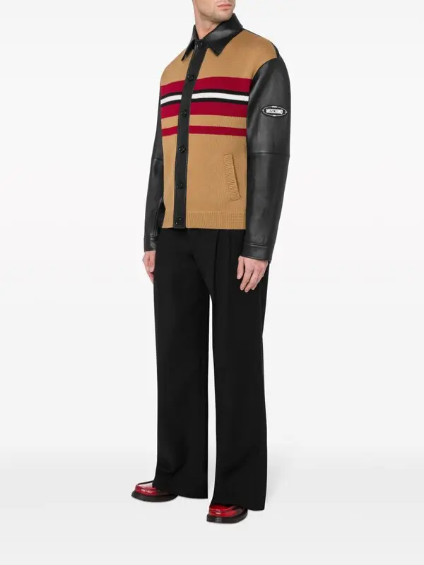 Moschino Knitted-panel Leather Jacket