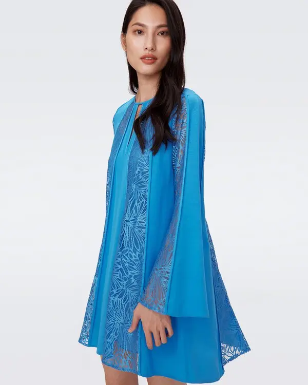 Diane Von Furstenberg Anais Lace Mini Dress In Blue - 60% Off | Editorialist
