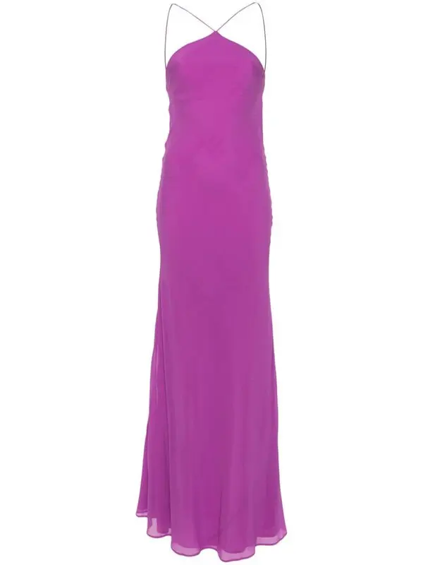 Andamane Rebecca Halterneck Organza Maxi Dress - Purple