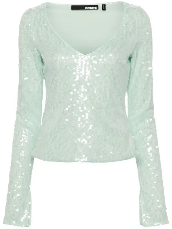 ROTATE BY BIRGER CHRISTENSEN Sequinned Mesh T-shirt