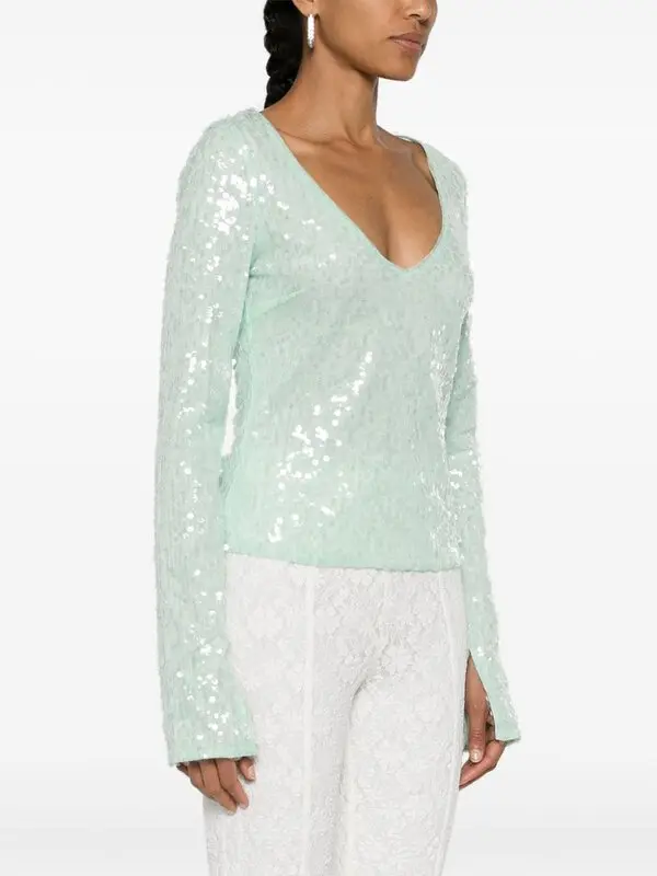 ROTATE BY BIRGER CHRISTENSEN Sequinned Mesh T-shirt