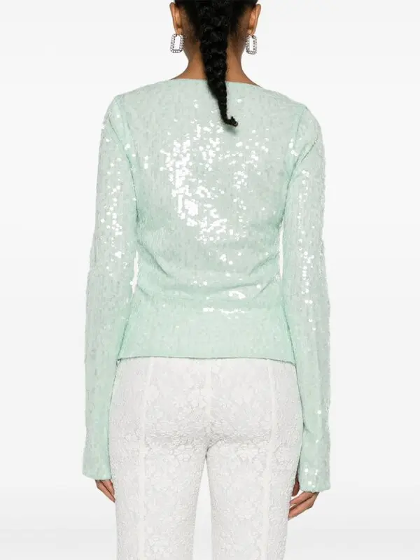 ROTATE BY BIRGER CHRISTENSEN Sequinned Mesh T-shirt