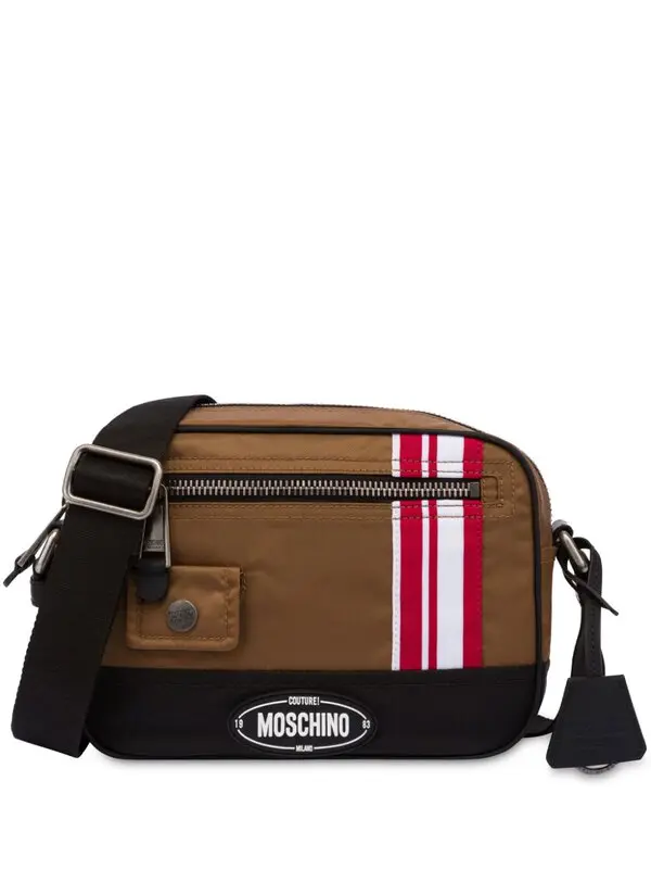 Moschino Logo-appliquéd Messenger Bag - Brown