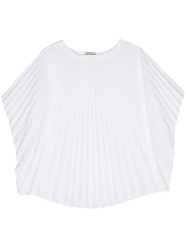 BLANCA VITA Plissé Half-sleeved Blouse - White