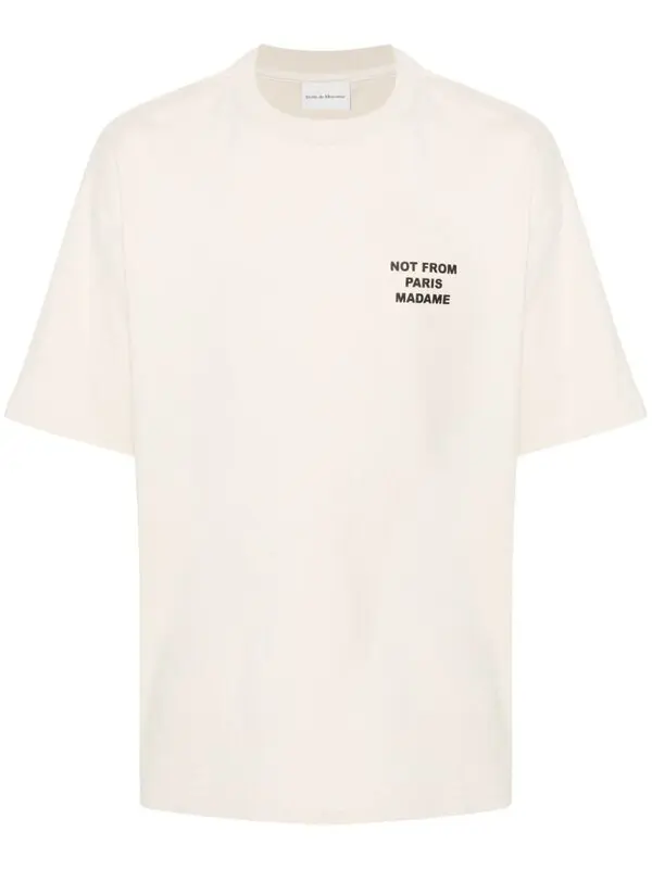 Drole De Monsieur Slogan Crew-neck T-shirt - Neutrals