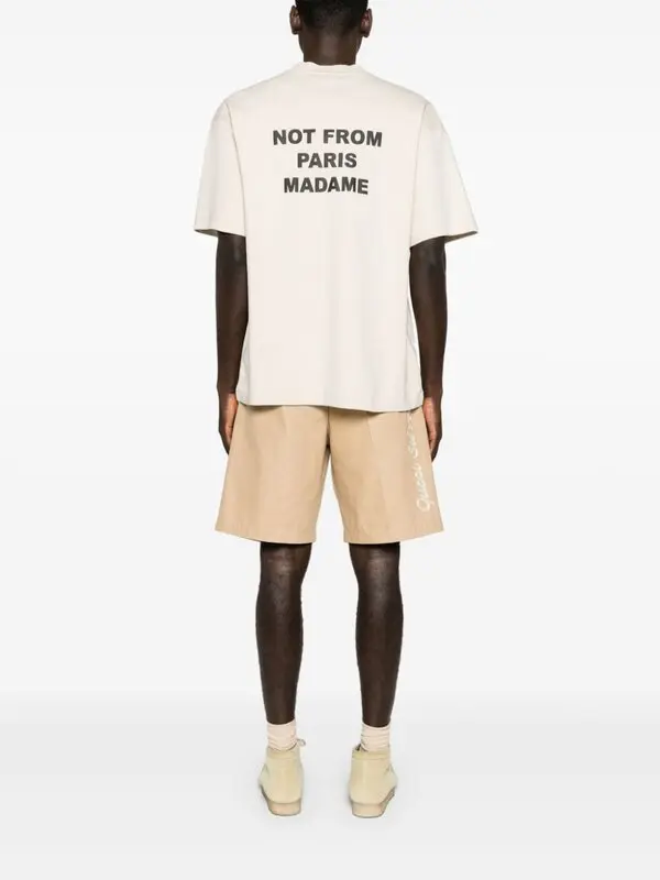 Drole De Monsieur Slogan Crew-neck T-shirt - Neutrals