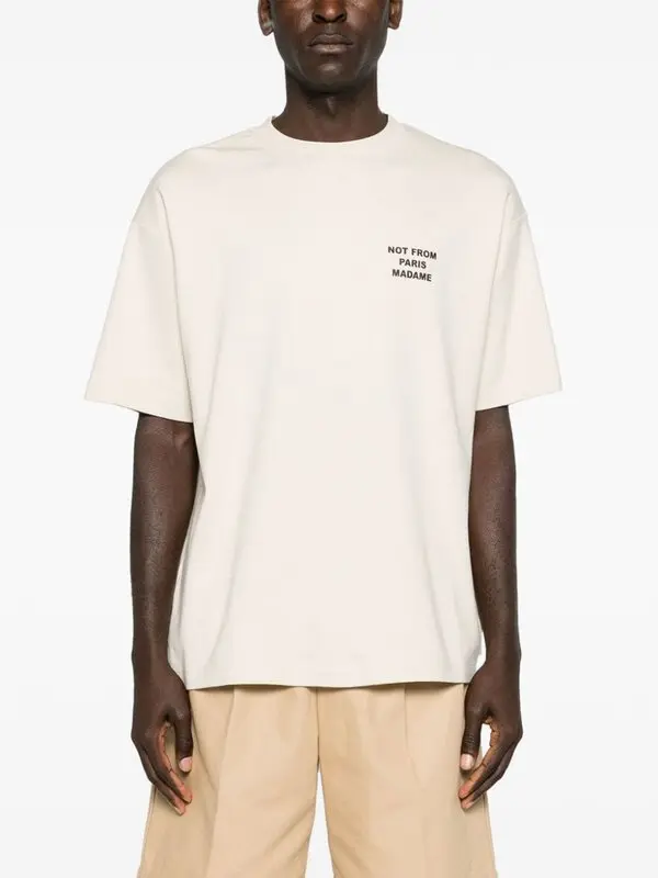 Drole De Monsieur Slogan Crew-neck T-shirt - Neutrals