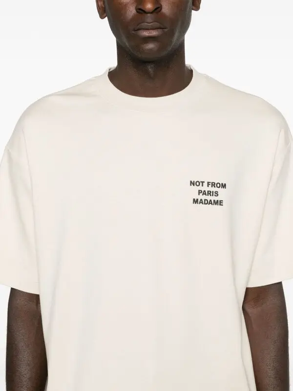 Drole De Monsieur Slogan Crew-neck T-shirt - Neutrals