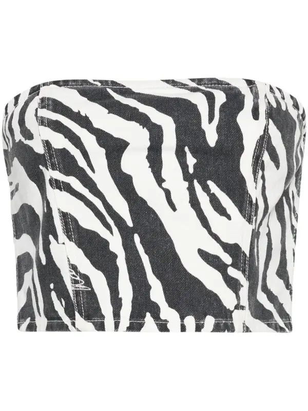 ROTATE BY BIRGER CHRISTENSEN Zebra-print Cropped Top