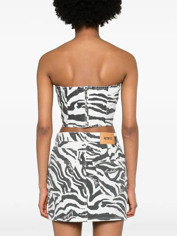 ROTATE BY BIRGER CHRISTENSEN Zebra-print Cropped Top