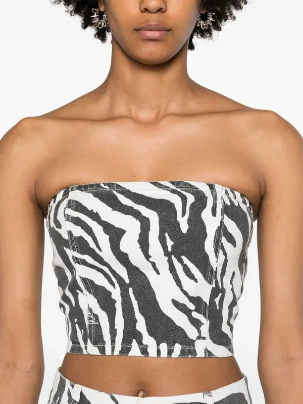 ROTATE BY BIRGER CHRISTENSEN Zebra-print Cropped Top