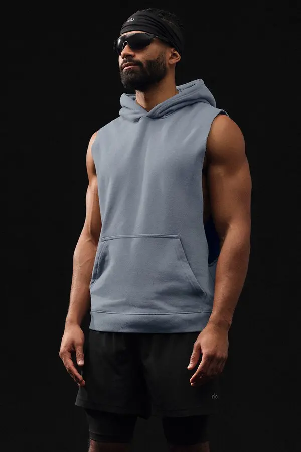 Alo Yoga Renown Sleeveless Hoodie - Steel Grey