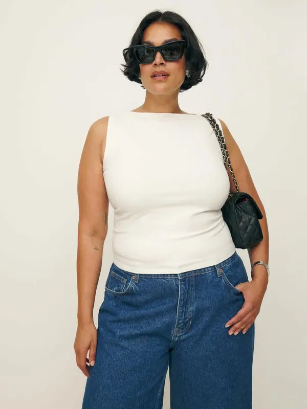 REFORMATION Dusk Knit Top Es - Ivory