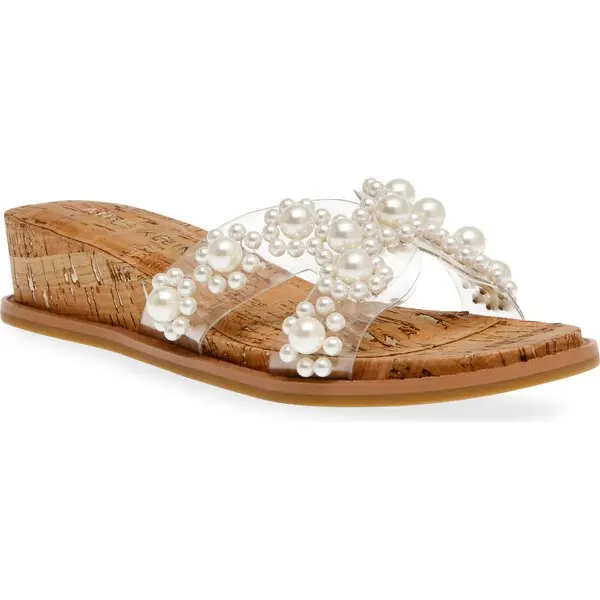 Anne Klein Bevvy Wedge Sandal - Clear Vinyl/ Cork