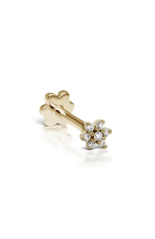 MARIA TASH Single Diamond Flower Stud Earring - Yellow