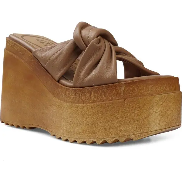 CANDIE'S Kornelia Platform Wedge Slide Sandal - Natlt