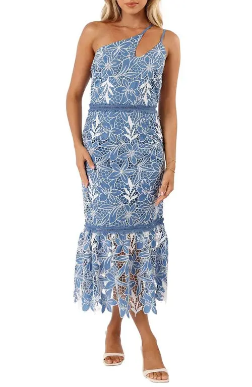 PETAL & PUP Neomi Floral Embroidered Midi Dress - Blue