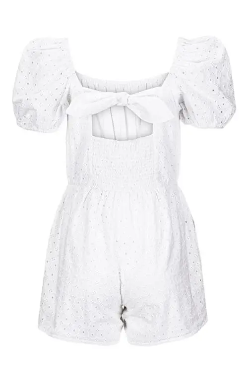 HOPE & HENRY Organic Puff Sleeve Eyelet Romper