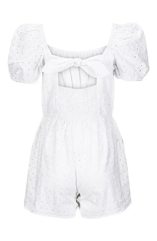 HOPE & HENRY Organic Puff Sleeve Eyelet Romper