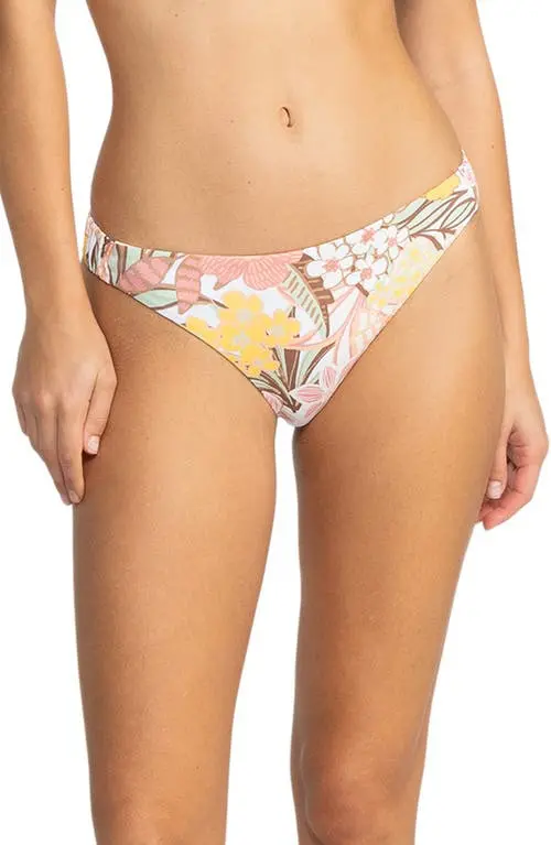 Roxy Playa Paradise Tanga Bikini Bottom - White Viva La V