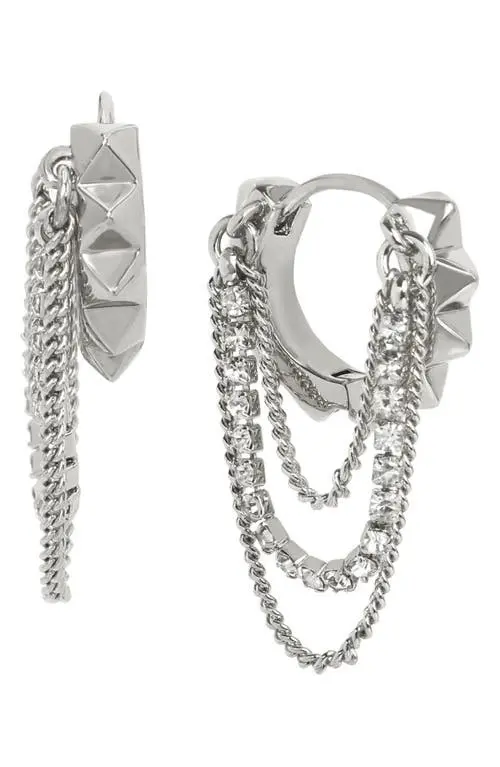 ALLSAINTS Muiltchain Huggie Hoop Earrings - Rhodium