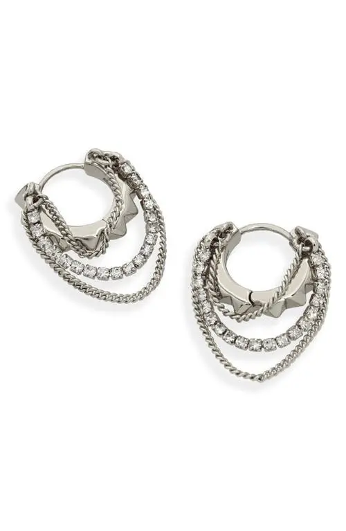 ALLSAINTS Muiltchain Huggie Hoop Earrings - Rhodium