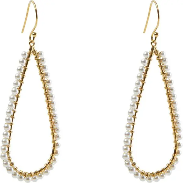 Argento Vivo Imitation Pearl Teardrop Earrings - Gold