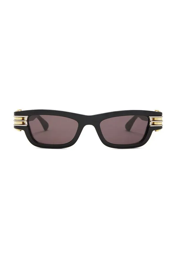 Bottega Veneta Rectangular Sunglasses - Black & Grey