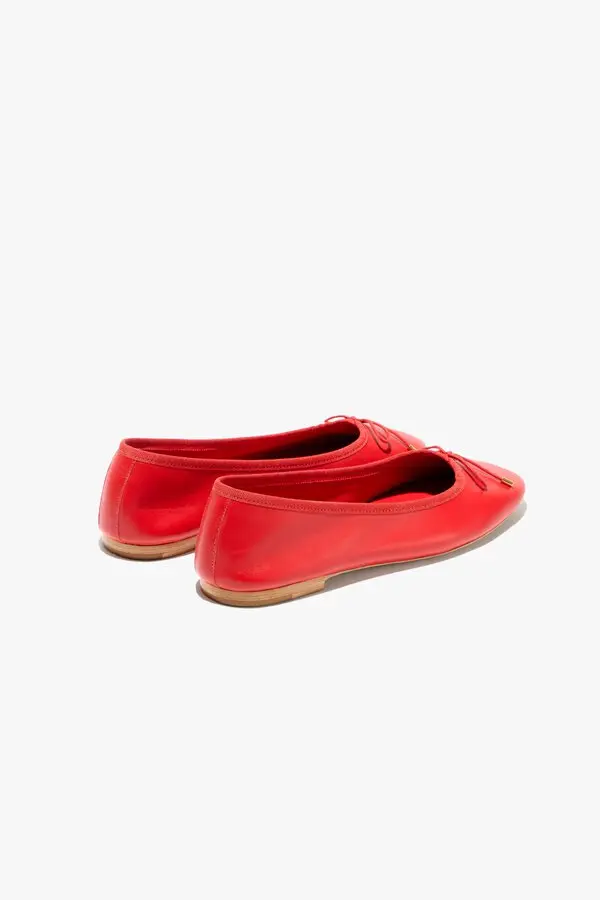NILI LOTAN Lambskin Leather Ballet Flats With Gold Cord Ends