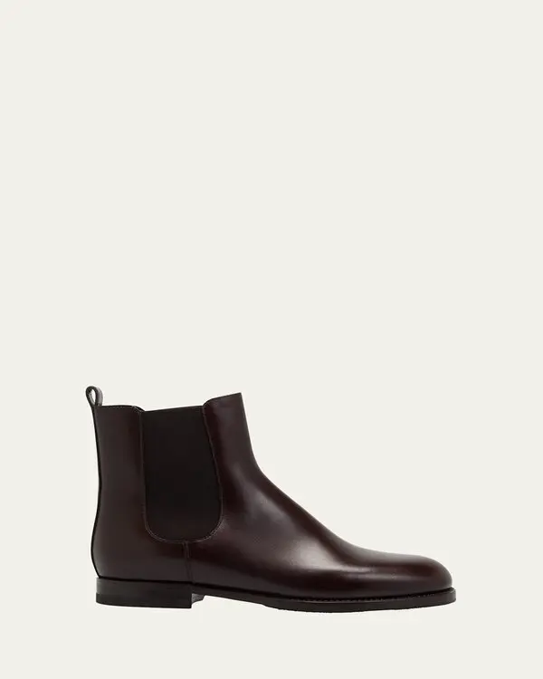 Manolo Blahnik Calfskin Leather Chelsea Booties