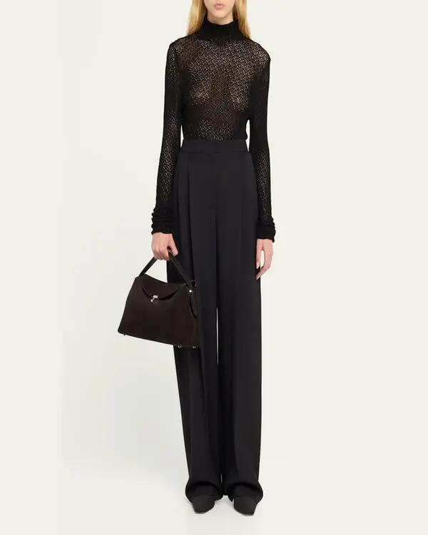 TOTEME T-lock Suede Top-handle Bag - Espresso