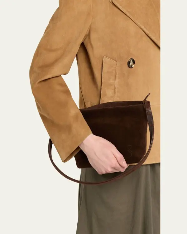Proenza Schouler Bond Zip Suede Shoulder Bag - Chocolate