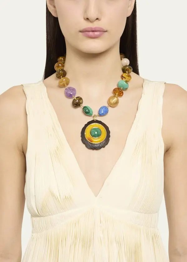GRAZIA AND MARICA VOZZA Stone Necklace With Ebony And Amber Charm