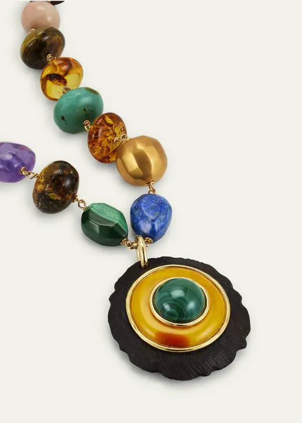 GRAZIA AND MARICA VOZZA Stone Necklace With Ebony And Amber Charm