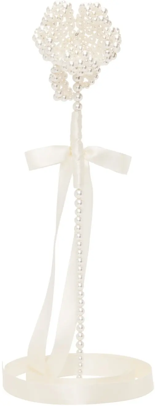 Simone Rocha Beaded Flower Bag Charm In Pearl/Ivory - 50% Off