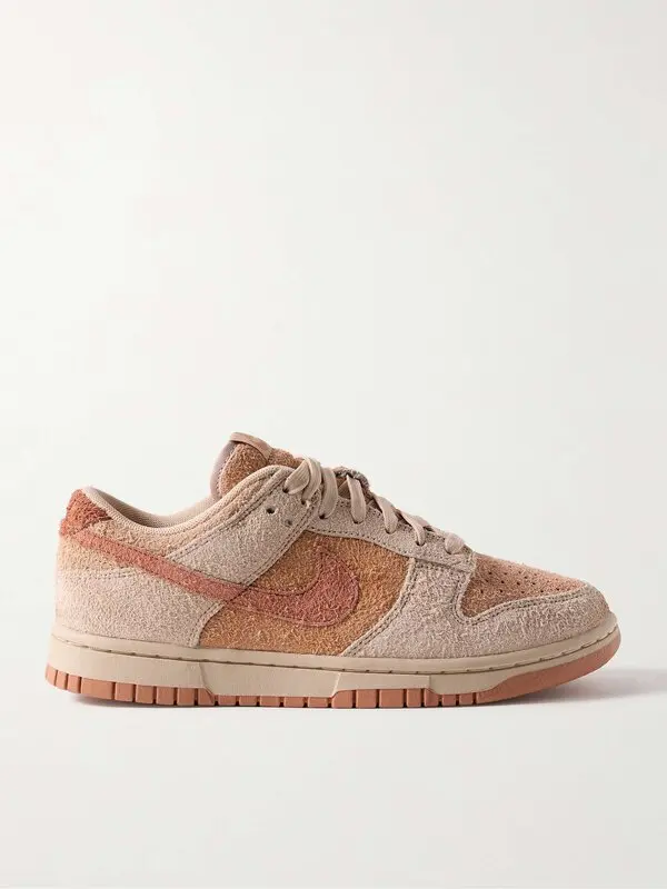 Nike Dunk Low Brushed-suede Sneakers - Light Brown