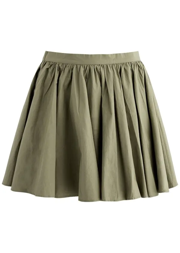 Free People Gaia Pleated Mini Skirt - Khaki