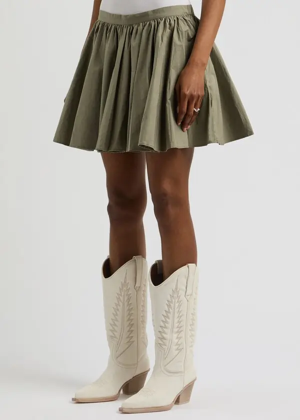 Free People Gaia Pleated Mini Skirt - Khaki