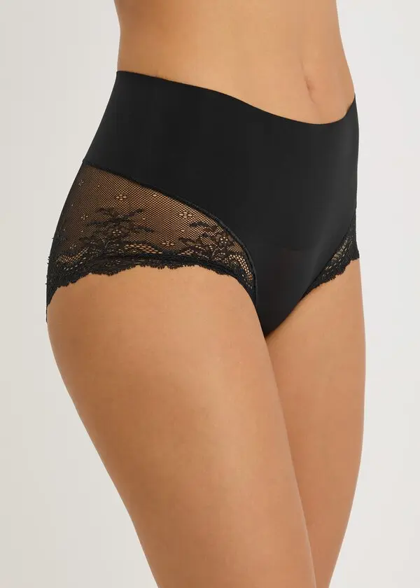 Spanx Undie-tectable Lace-trimmed Seamless Briefs - Black