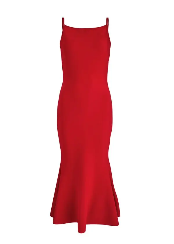 strapless open back dress Lavish Cherry Red Peplum Dress – COY online main image 1