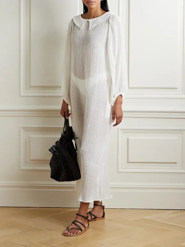 lisa marie fernandez maxi dress THE POET DRESS in SEA Striped Linen SEA Striped Linen / 2024SP265 SSL / 1