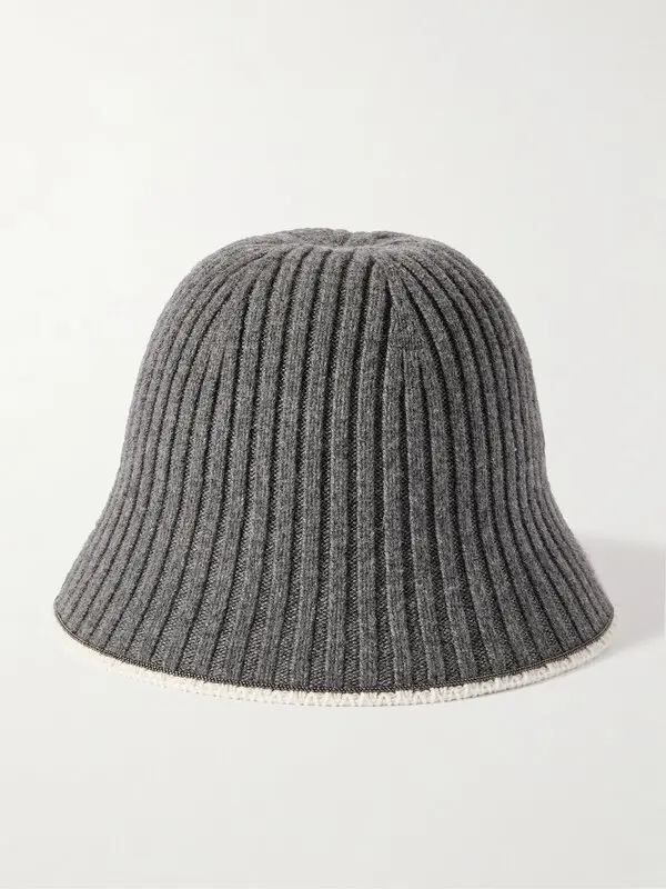 Brunello Cucinelli Ribbed-knit Bucket Hat - Gray