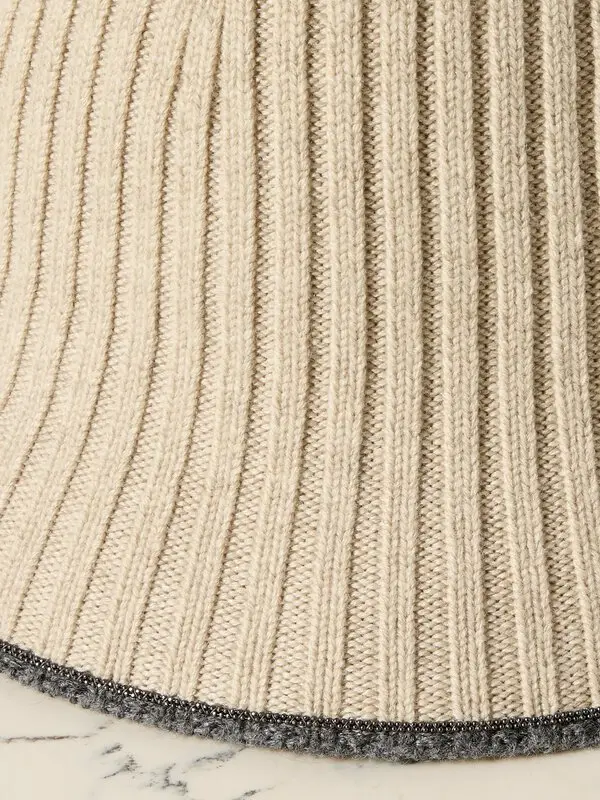 Brunello Cucinelli Embellished Ribbed-knit Bucket Hat