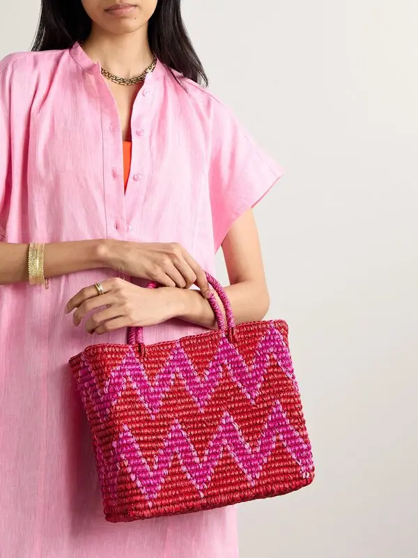 SENSI STUDIO Canasta Striped Straw Tote