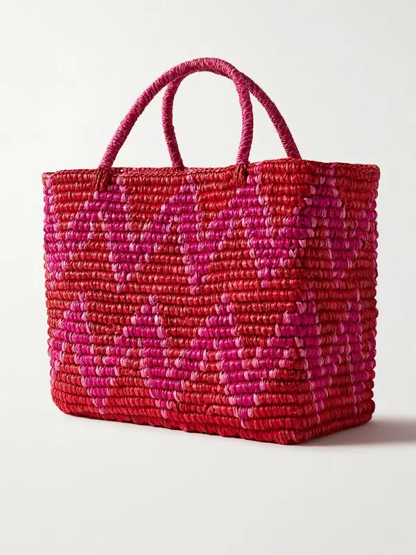 SENSI STUDIO Canasta Striped Straw Tote