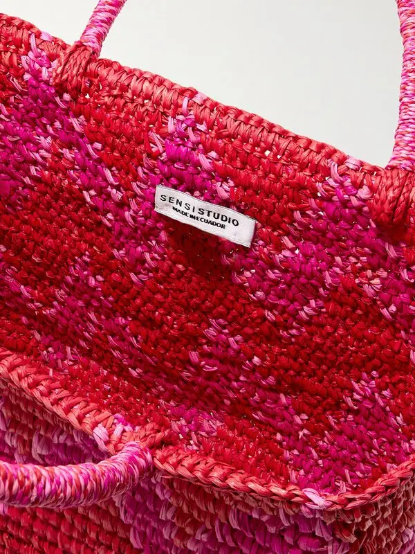 SENSI STUDIO Canasta Striped Straw Tote