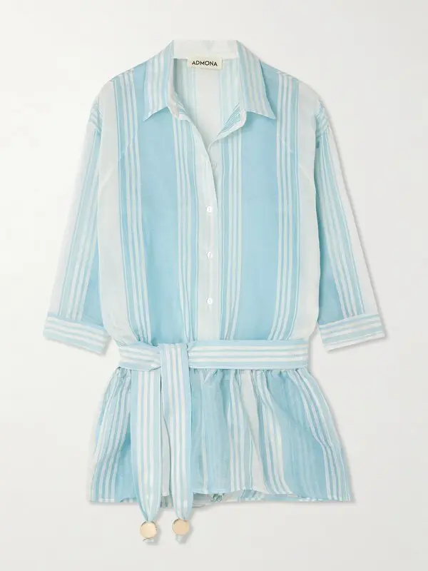 ADMONA Jazem Striped Mesh Playsuit - Blue