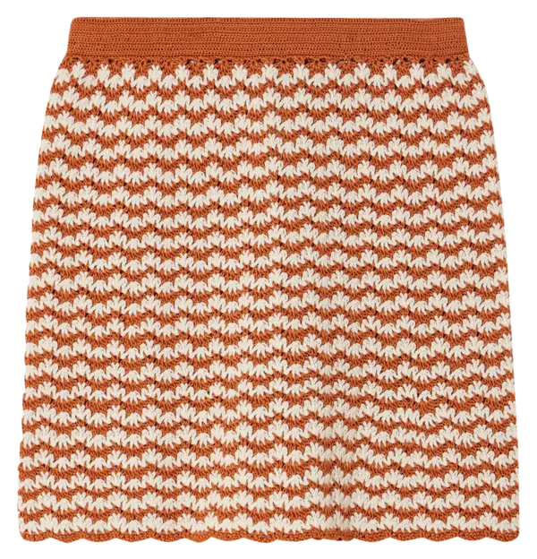 Escvdo Striped Crocheted Cotton Mini Skirt - Red