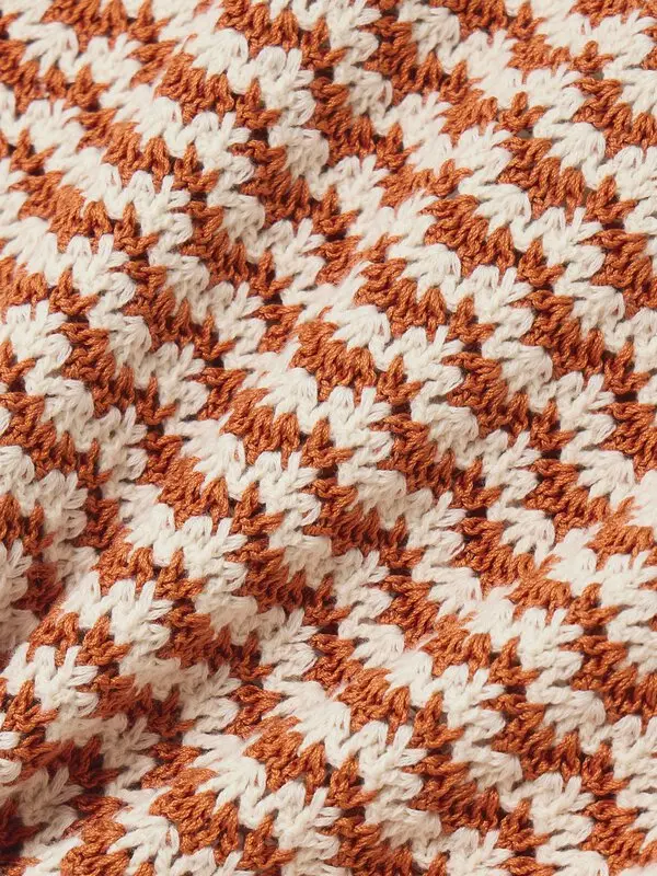 Escvdo Striped Crocheted Cotton Mini Skirt
