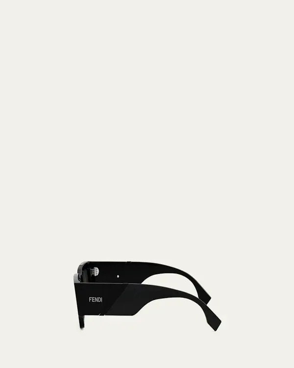 Fendi Rectangle Acetate Sunglasses - Shiny Black Smoke